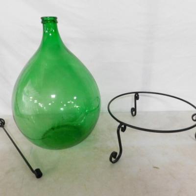 Villani Glass Demijohn with Protective Basket includes Wrought Metal ...