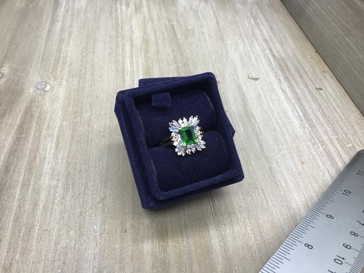 Stauer Sterling Silver Gold Vermeil Emerald Ruffled CZ Cocktail Ring ...