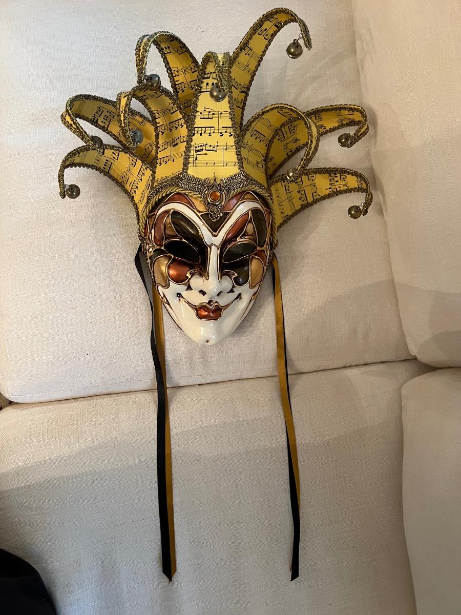 Venician Mask with music note joker hat Made with Paper mache and high ...