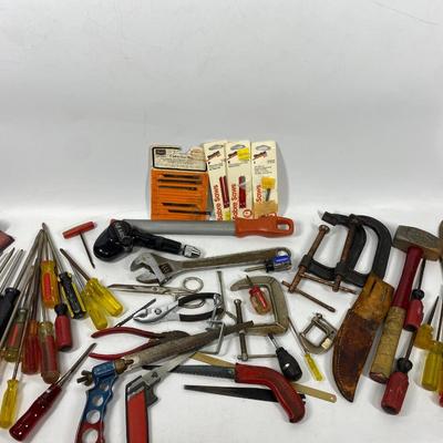 Mixed Lot of Vintage Used Hand Tools Screwdrivers Pliers Clamps Saws ...