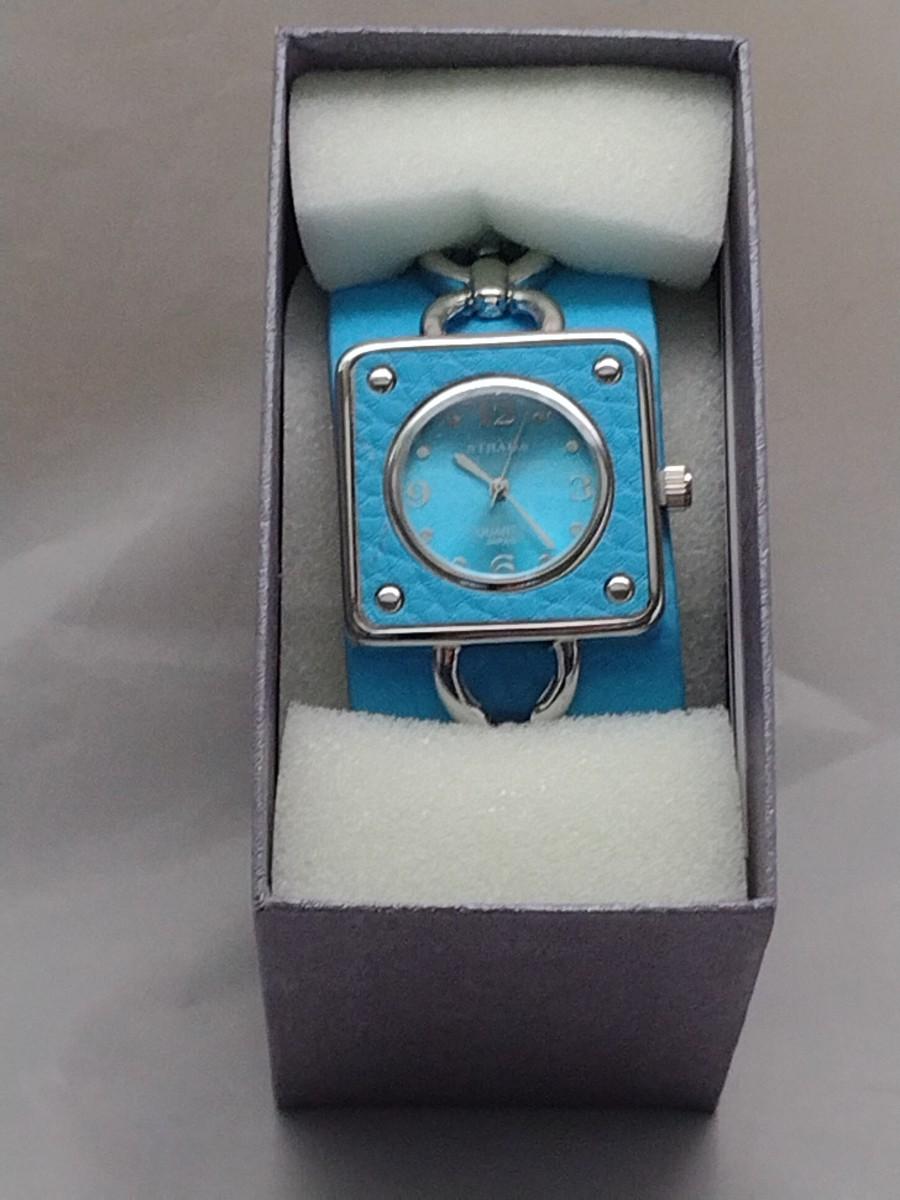 Strada Woman's Watch with Turquoise Highlights and Silver Ring Accent ...