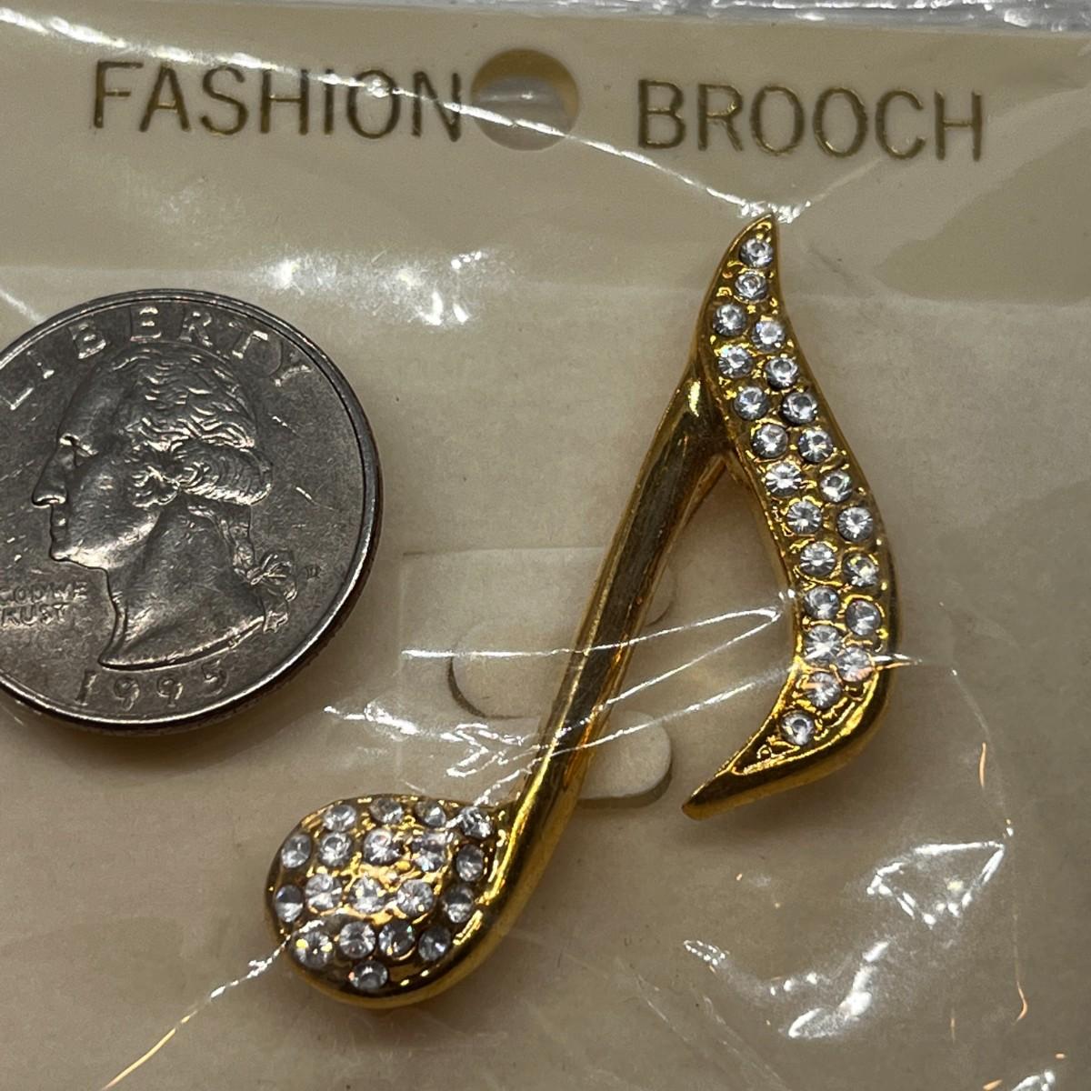 MUSICAL NOTE RHINESTONE FASHION BROOCH | EstateSales.org