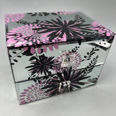 Small One Drawer Floral Mirror Vanity Jewelry Box | EstateSales.org