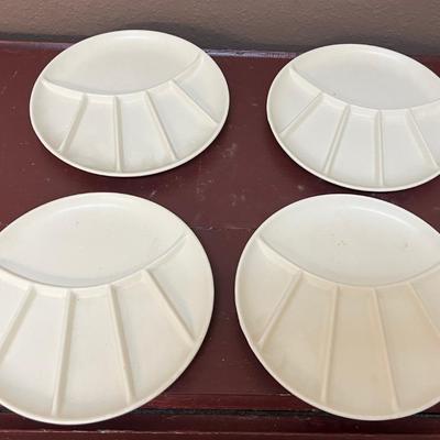 4 Section Plates Ceramic Divided Cream Color | EstateSales.org