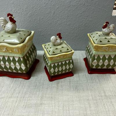 3 Chicken Canister Set | EstateSales.org