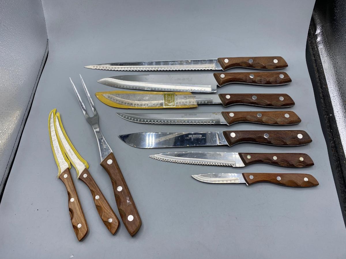 Viking 440-A Super Stainless Steel Kitchen Knife Cutlery Set Wood ...