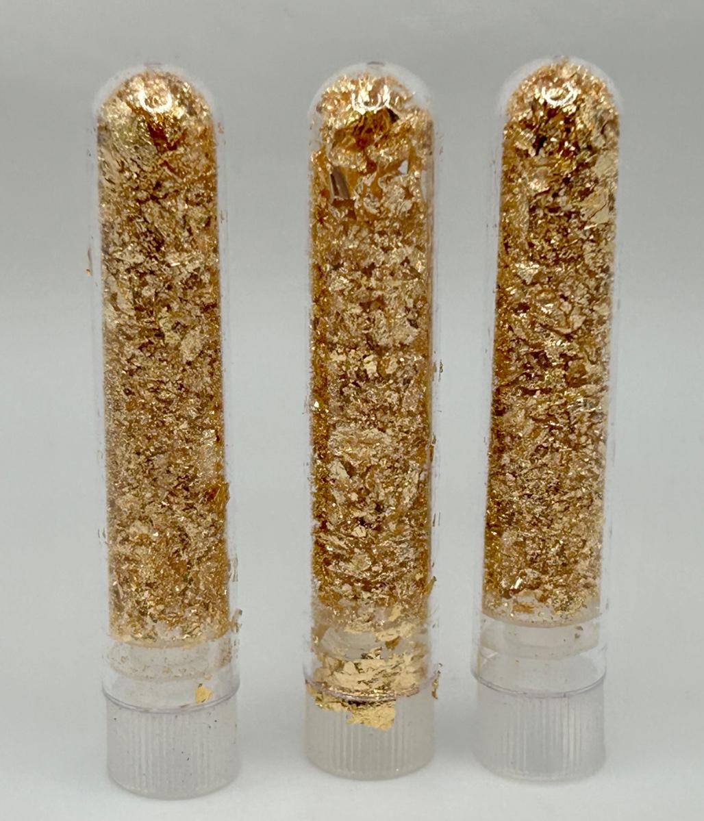3 Small Vials of 14K Gold Flakes | EstateSales.org
