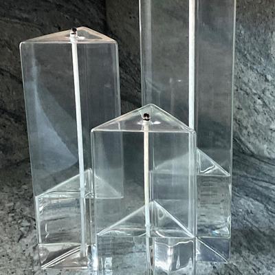 Glass Prism Oil Lamp Trio - Firelight Glass triangular blown glass wick ...