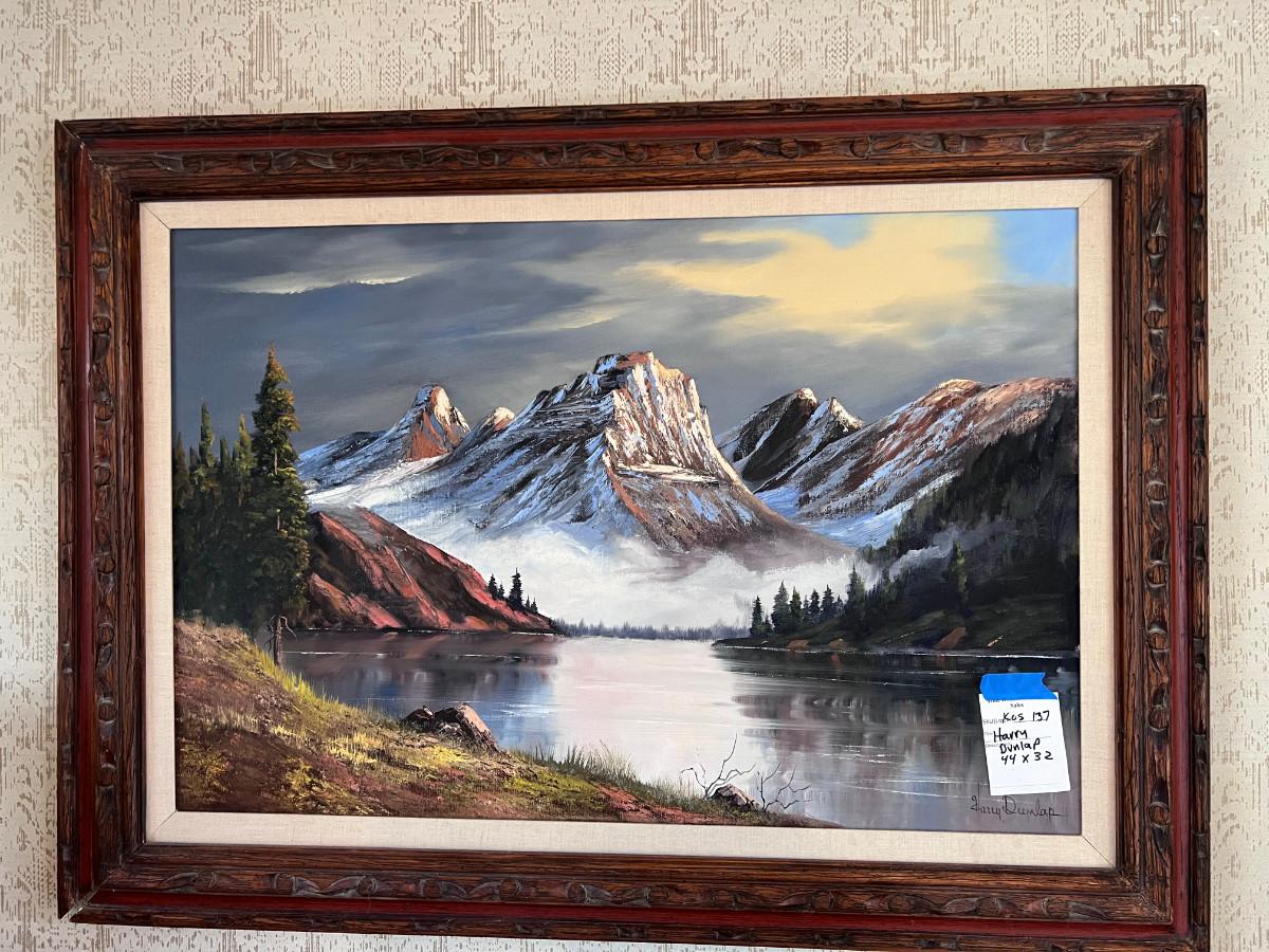 Harry Dunlap Mountain scene Oil painting mid century | EstateSales.org