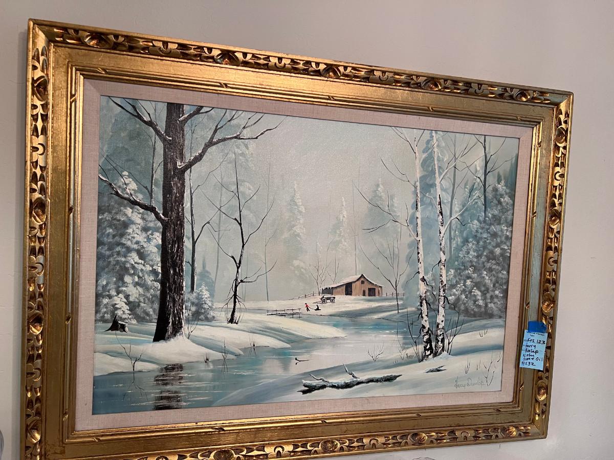 Harry Dunlap oil snow scene | EstateSales.org