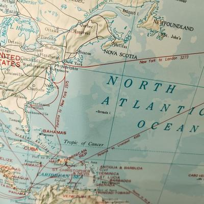 Vintage Evergreen Line World Map of Routes 1985 lot 875 | EstateSales.org