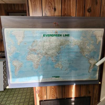 Vintage Evergreen Line World Map of Routes 1985 lot 875 | EstateSales.org