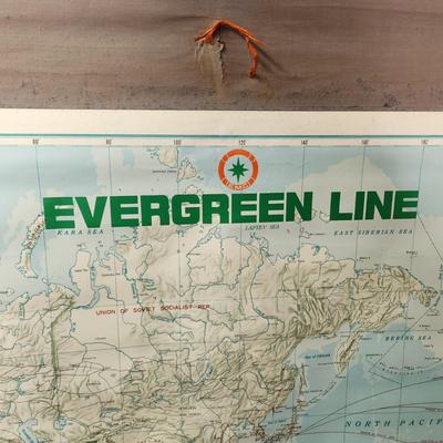 Vintage Evergreen Line World Map of Routes 1985 lot 875 | EstateSales.org