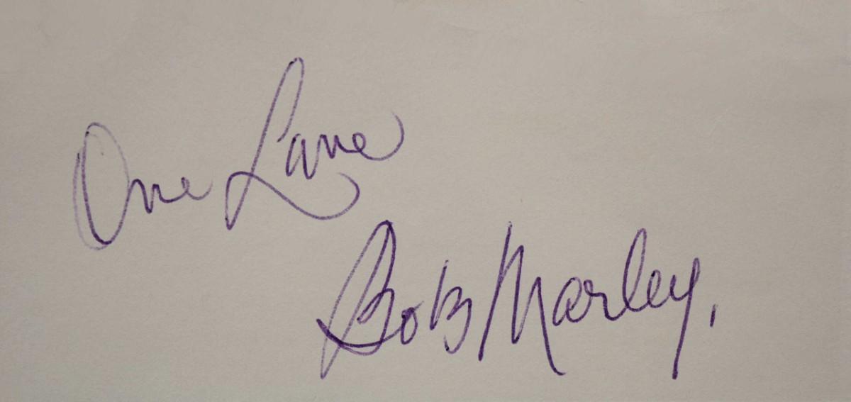 Bob Marley signature slip | EstateSales.org
