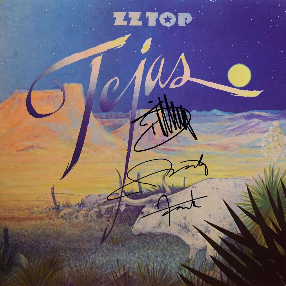 ZZ Top signed Tejas album | EstateSales.org