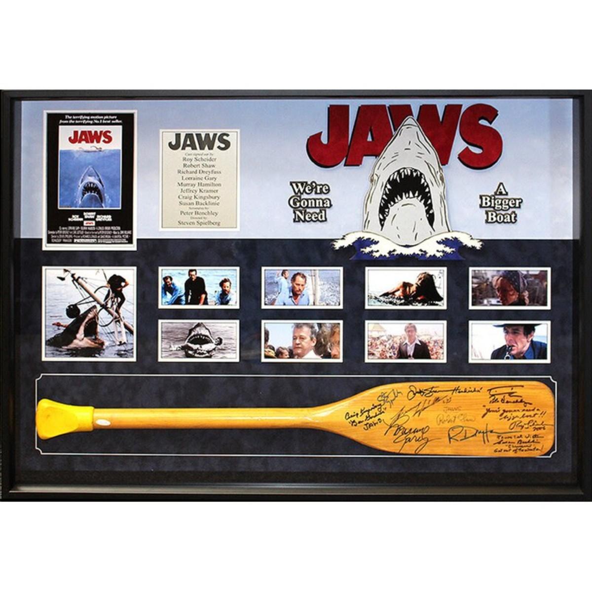 Jaws Cast Signed Oar Custom Matted and Framed Display | EstateSales.org