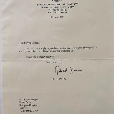 Michael Davies signed Letter | EstateSales.org