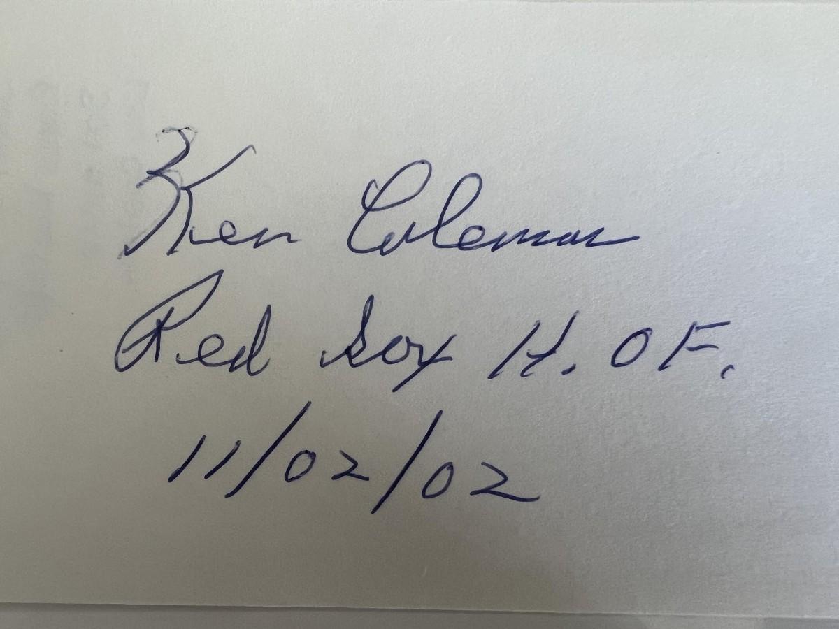 Red Sox HOF Announcer Ken Coleman signature | EstateSales.org