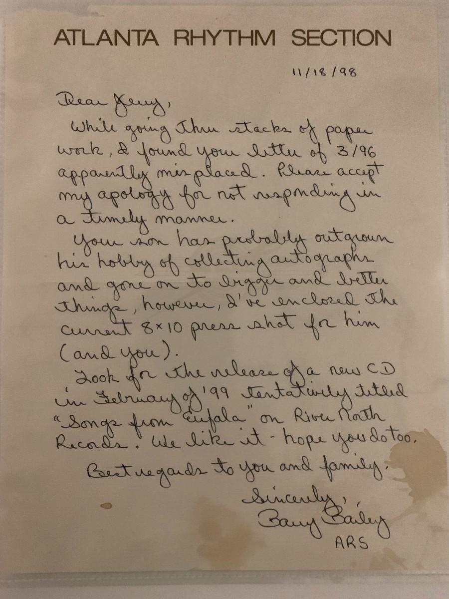 Barry Bailey signed letter | EstateSales.org