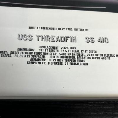 USS Threadfin Submarine Certificate | EstateSales.org