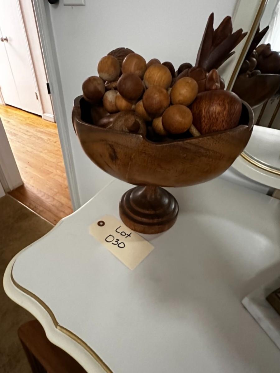 Vintage Wood Fruit in Footed Bowl | EstateSales.org