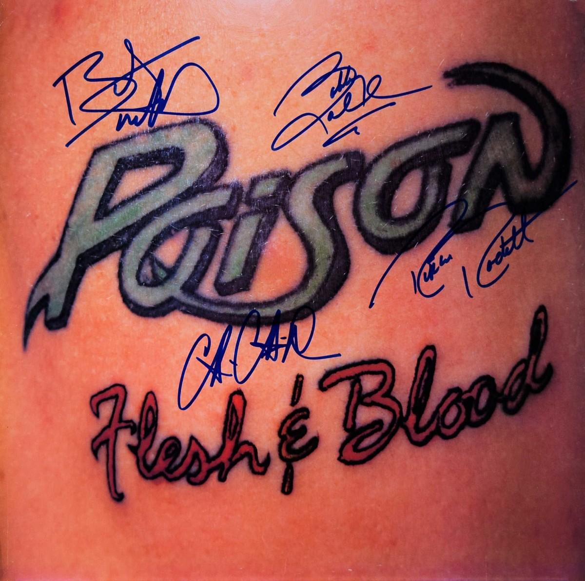 Poison signed Flesh & Blood album | EstateSales.org