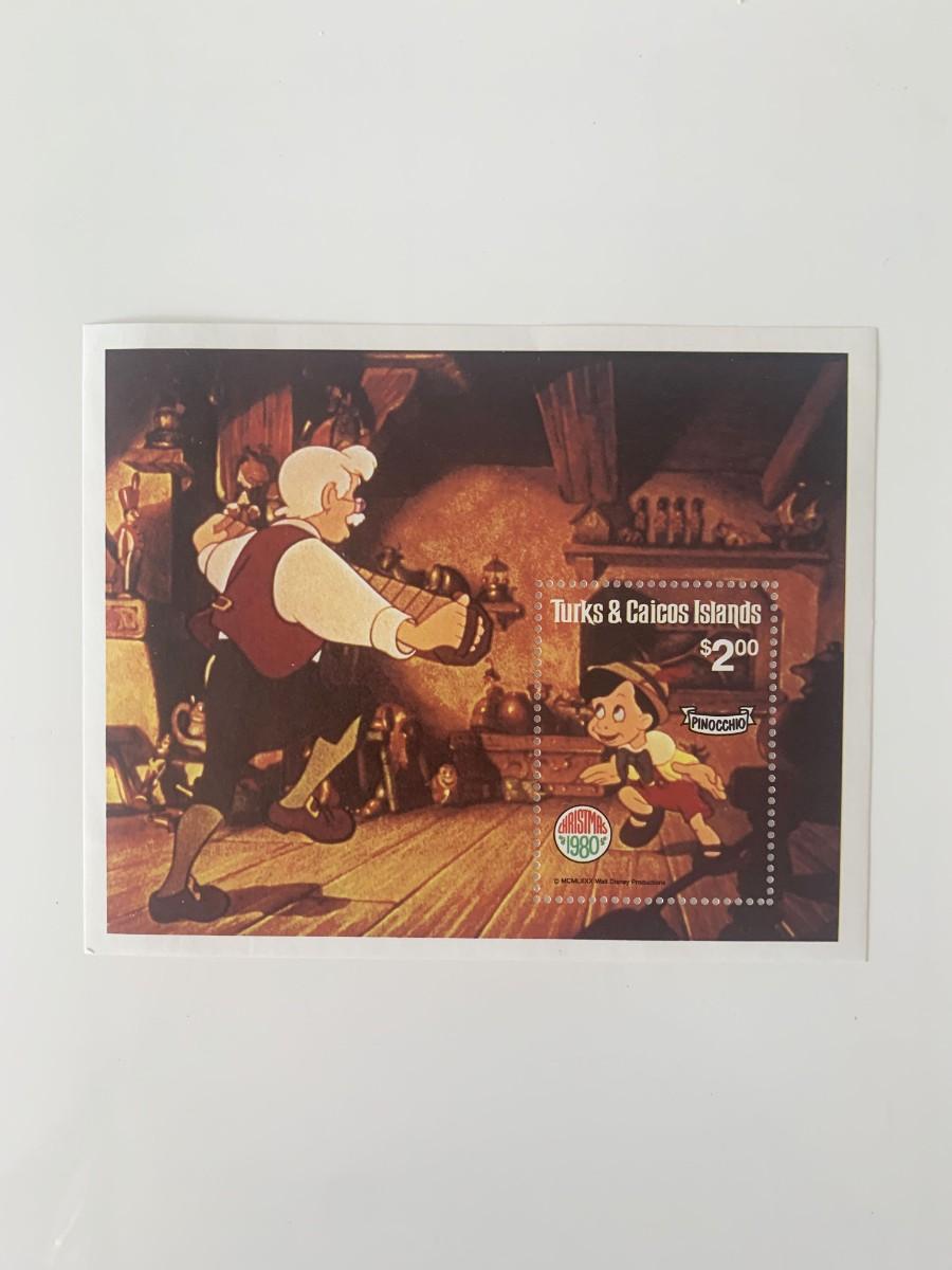 Pinocchio -Souvenir Stamp Sheet - Christmas 1980 | EstateSales.org