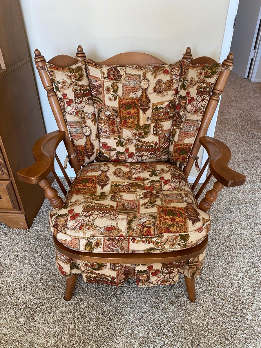 Vintage Amish High Back wood spring Glider Rocker Chair EstateSales