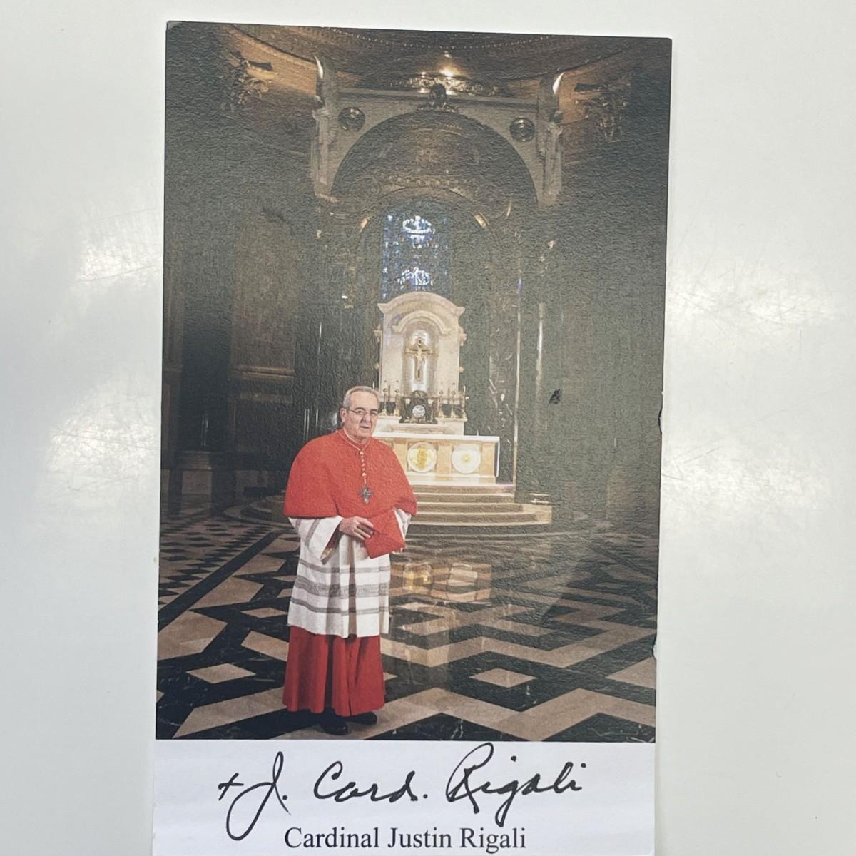 Cardinal Justin Rigali signed photo | EstateSales.org