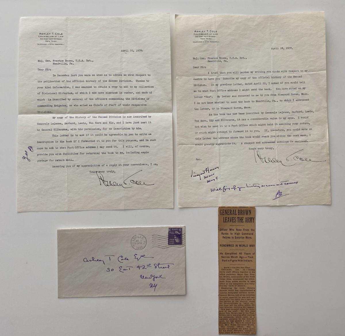 Major General Preston Brown signed letter | EstateSales.org