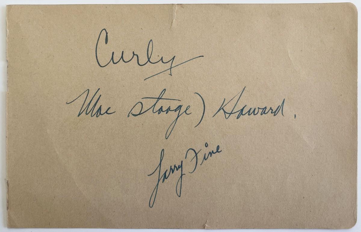 Three Stooges Curly Howard signature cut | EstateSales.org