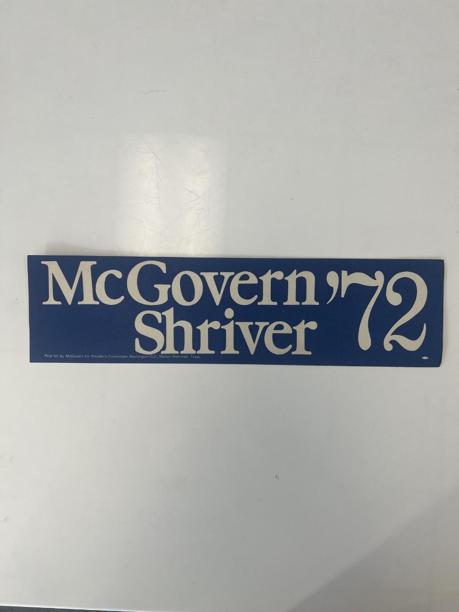 1972 McGovern-Shriver presidential campaign bumper sticker ...