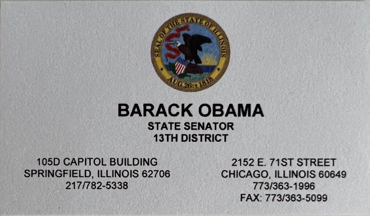 Barack Obama State Senator business card | EstateSales.org