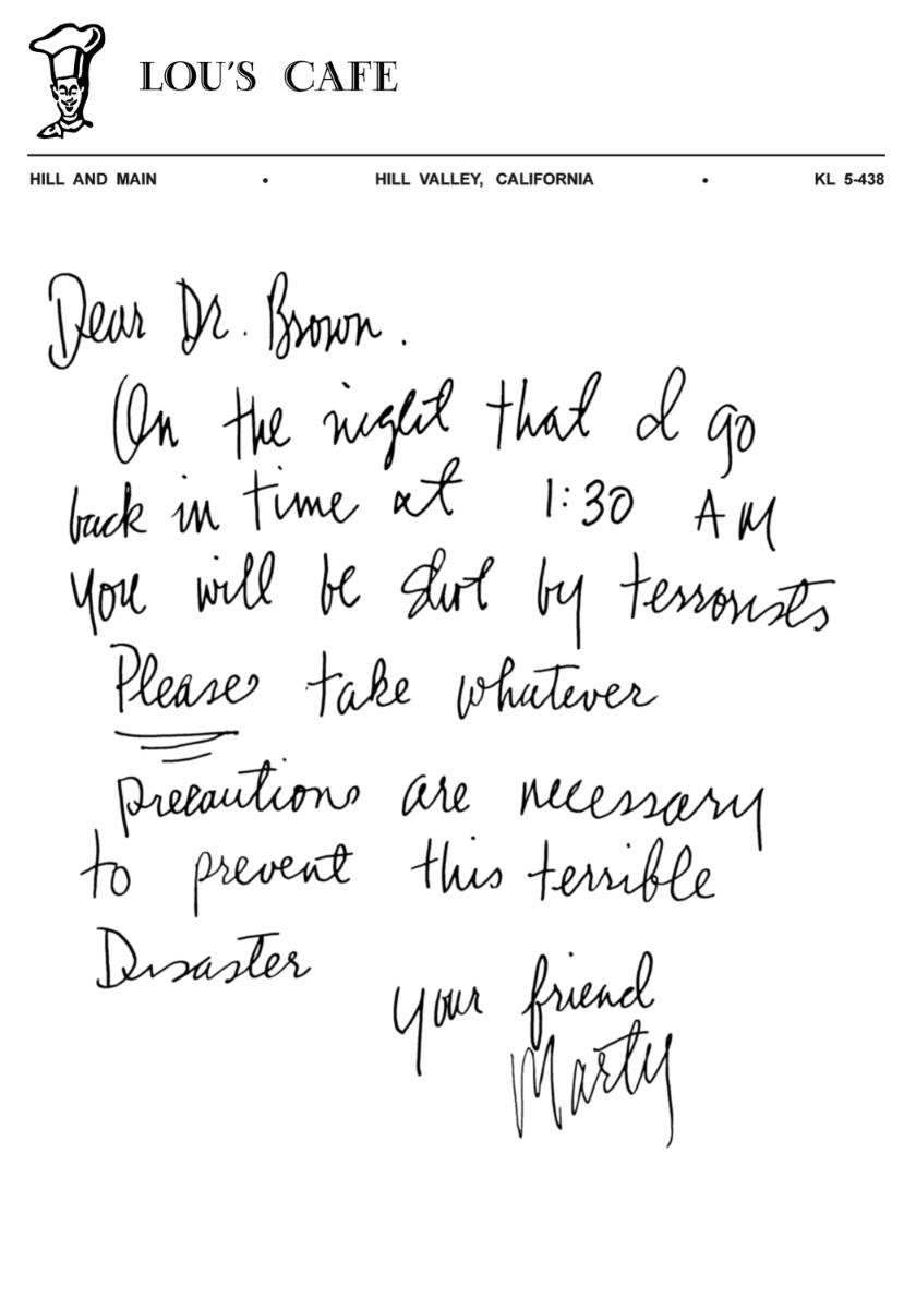 Back To The Future Lou's Cafe letter prop print | EstateSales.org