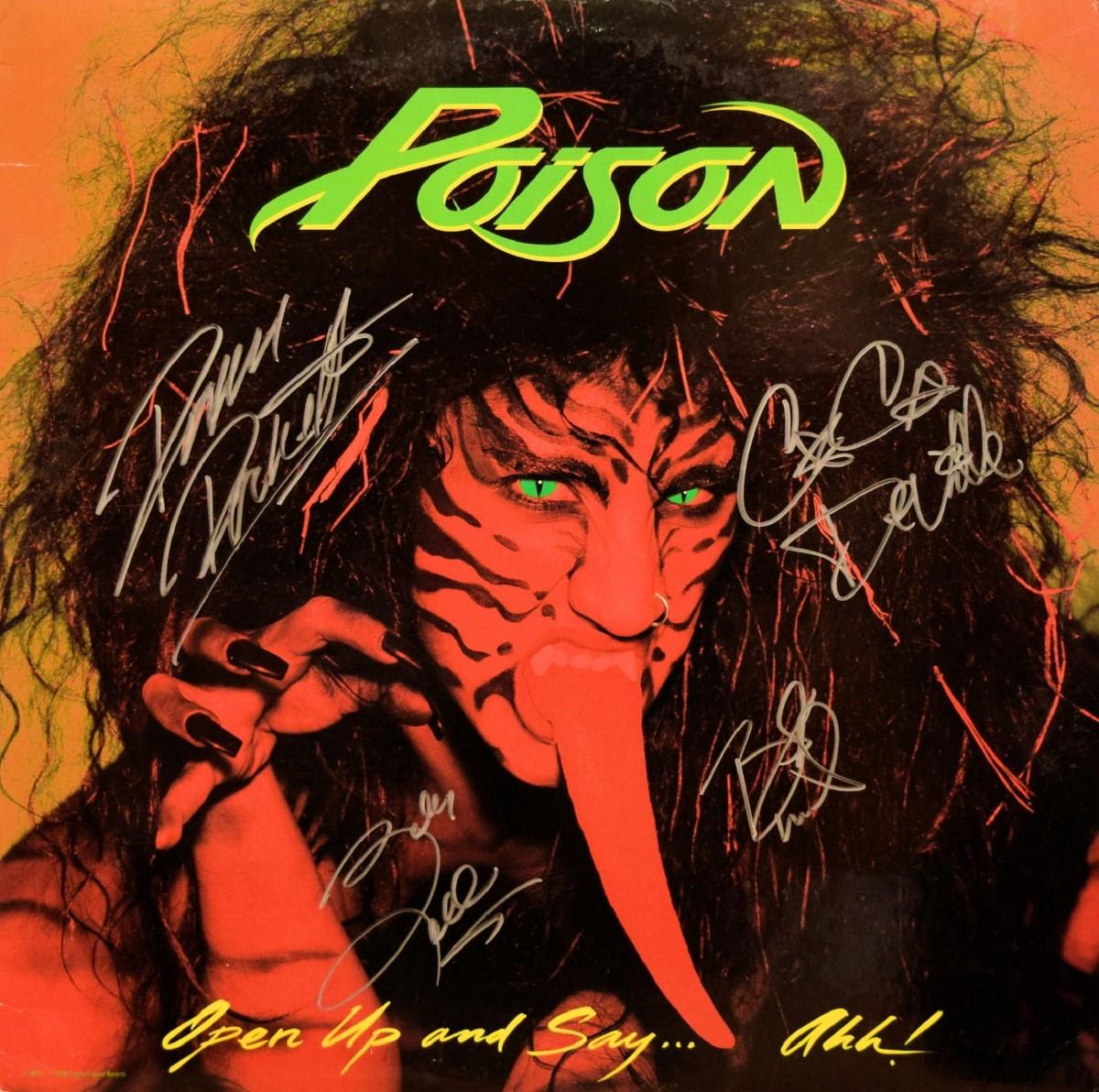 Poison signed Open Up and Say...Ahh! album | EstateSales.org