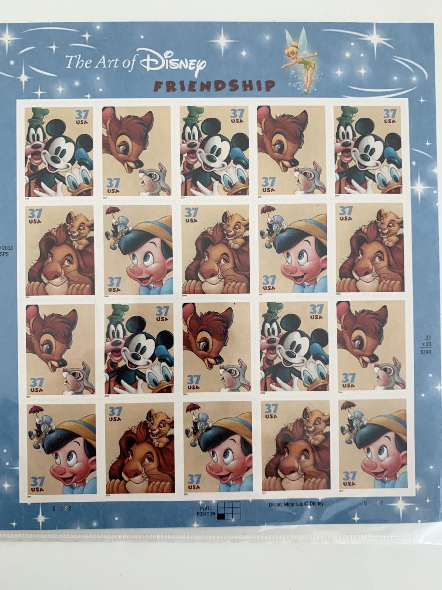 The Art of Disney Friendship Sheet of 20 x 37-cent Stamps, Scott 3865 ...