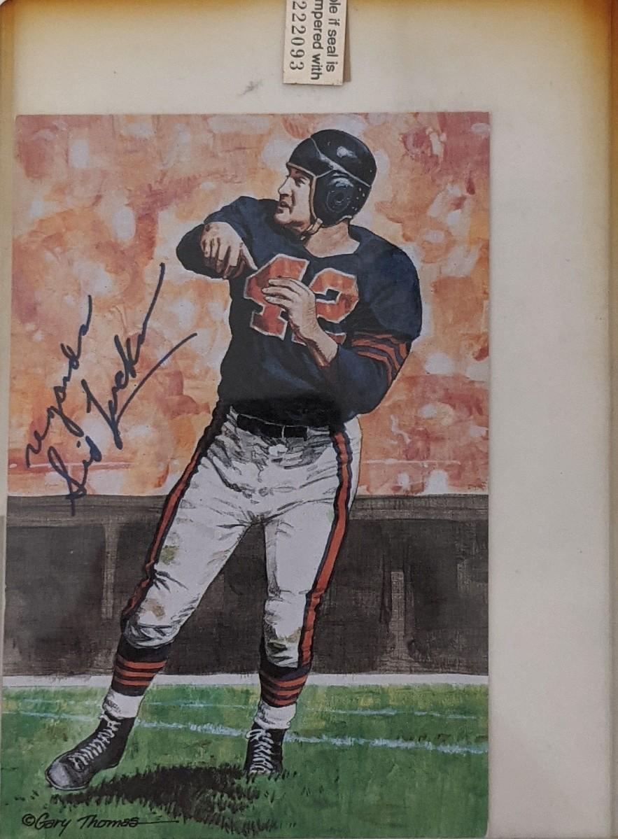 Sid Luckman Unsigned Chicago Bears 1989 Goal Line Art Card ...