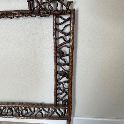 ANTIQUE TWIG FIREPLACE SCREEN AND A DRIED FOLIAGE WREATHE | EstateSales.org