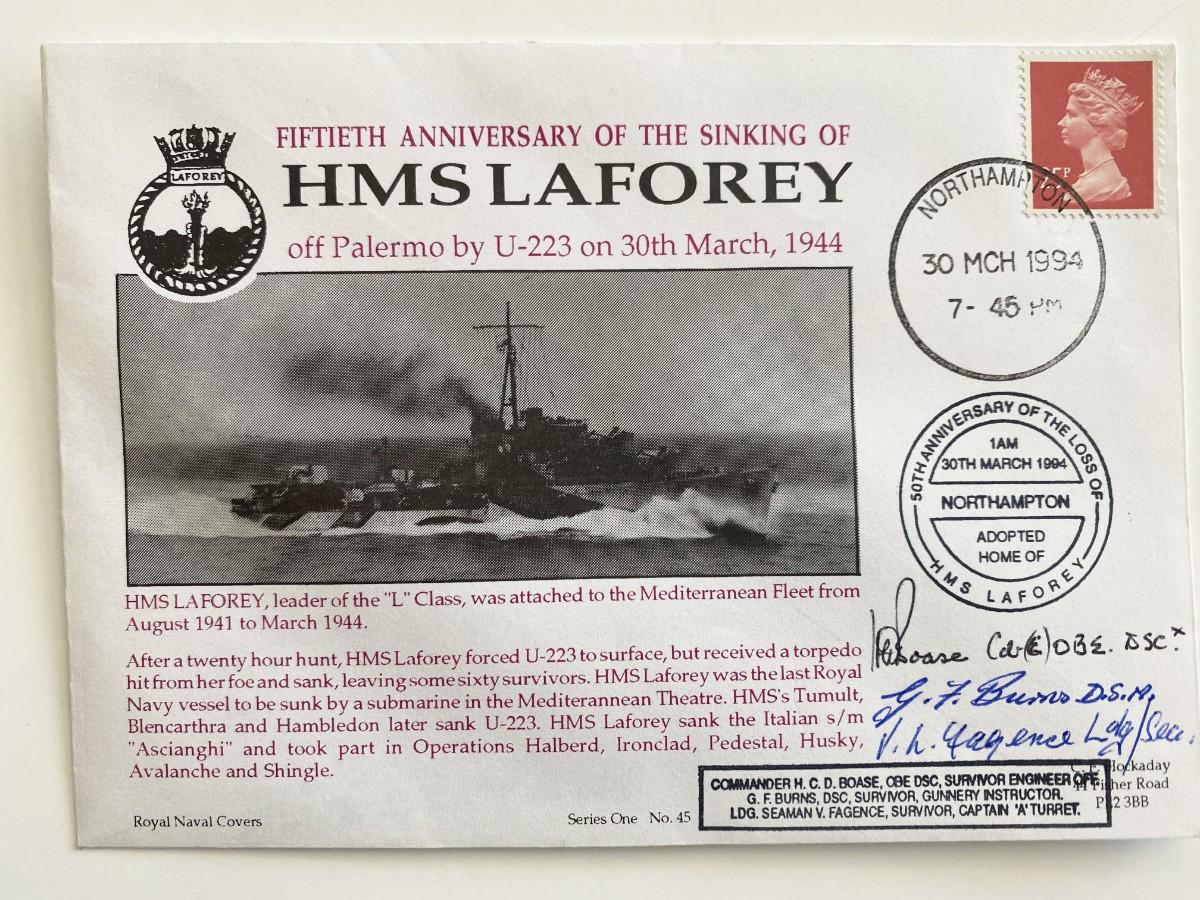 WWII 50th Anniversary of Sinking of HMS Laforey Signed Commemorative ...
