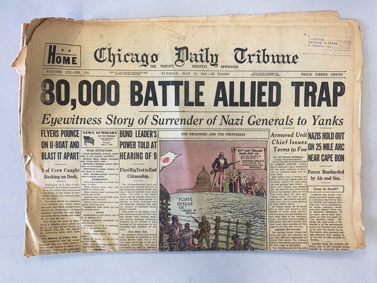 Chicago Daily Tribune Original 1943 Vintage Newspaper | EstateSales.org