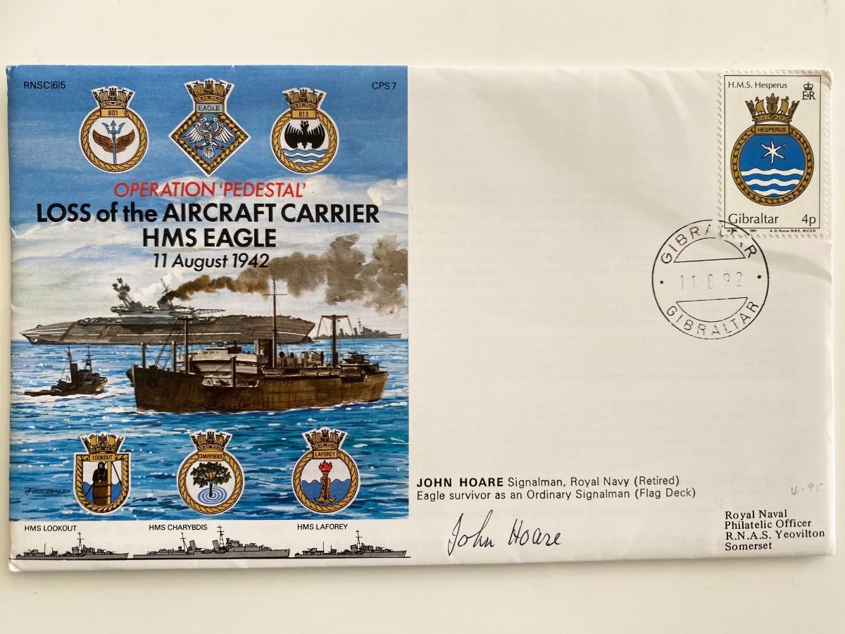 WWII HMS Eagle Operation Pedestal Survivor John Hoare Signed ...