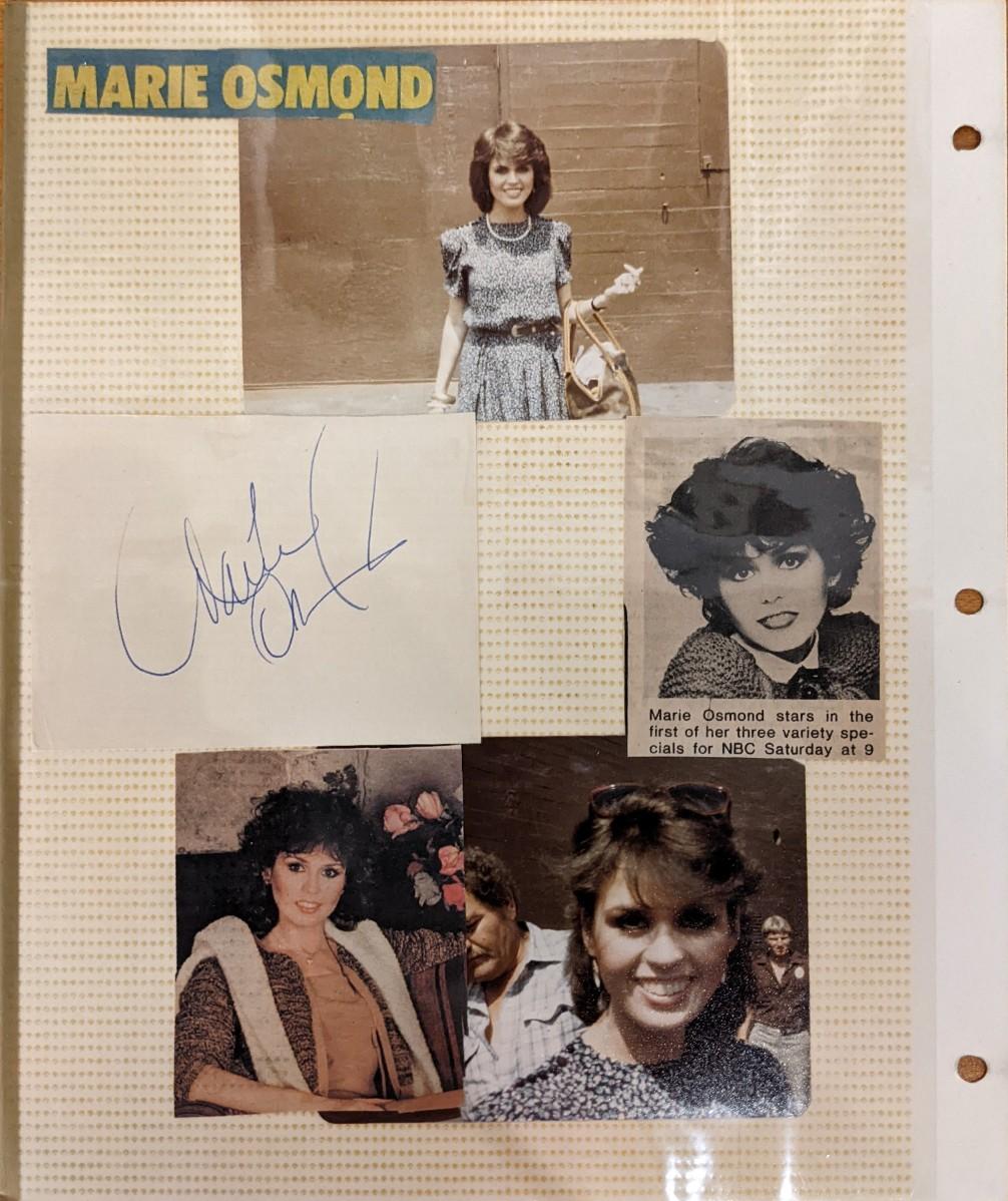 Marie Osmond Original Photo Album Page and Signature Cut | EstateSales.org