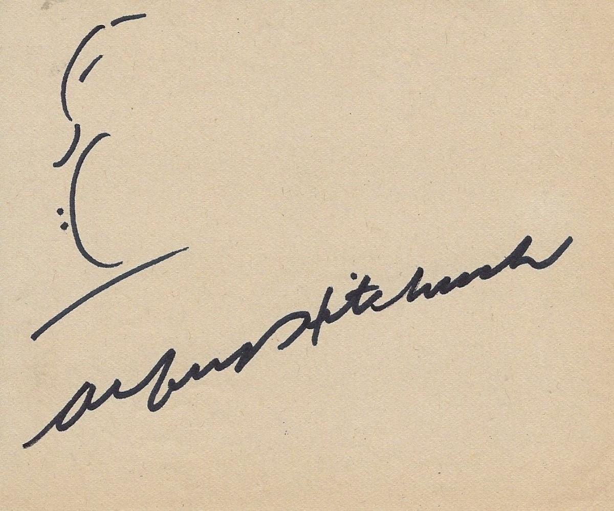 Alfred Hitchcock signed original hand drawn sketch | EstateSales.org
