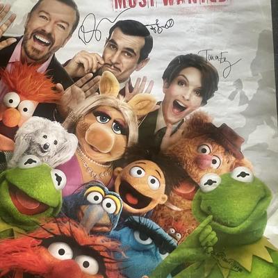 The Muppets Most Wanted cast signed poster JSA authenticated ...