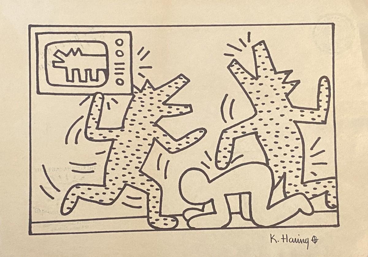 Keith Haring hand drawn and signed sketch | EstateSales.org