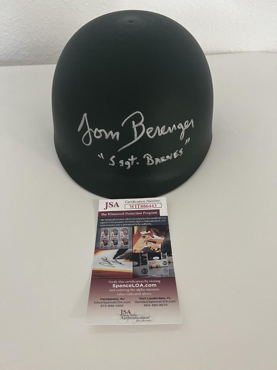 Tom Berenger Signed Platoon Helmet Inscribed S Sgt. Barnes- JSA ...