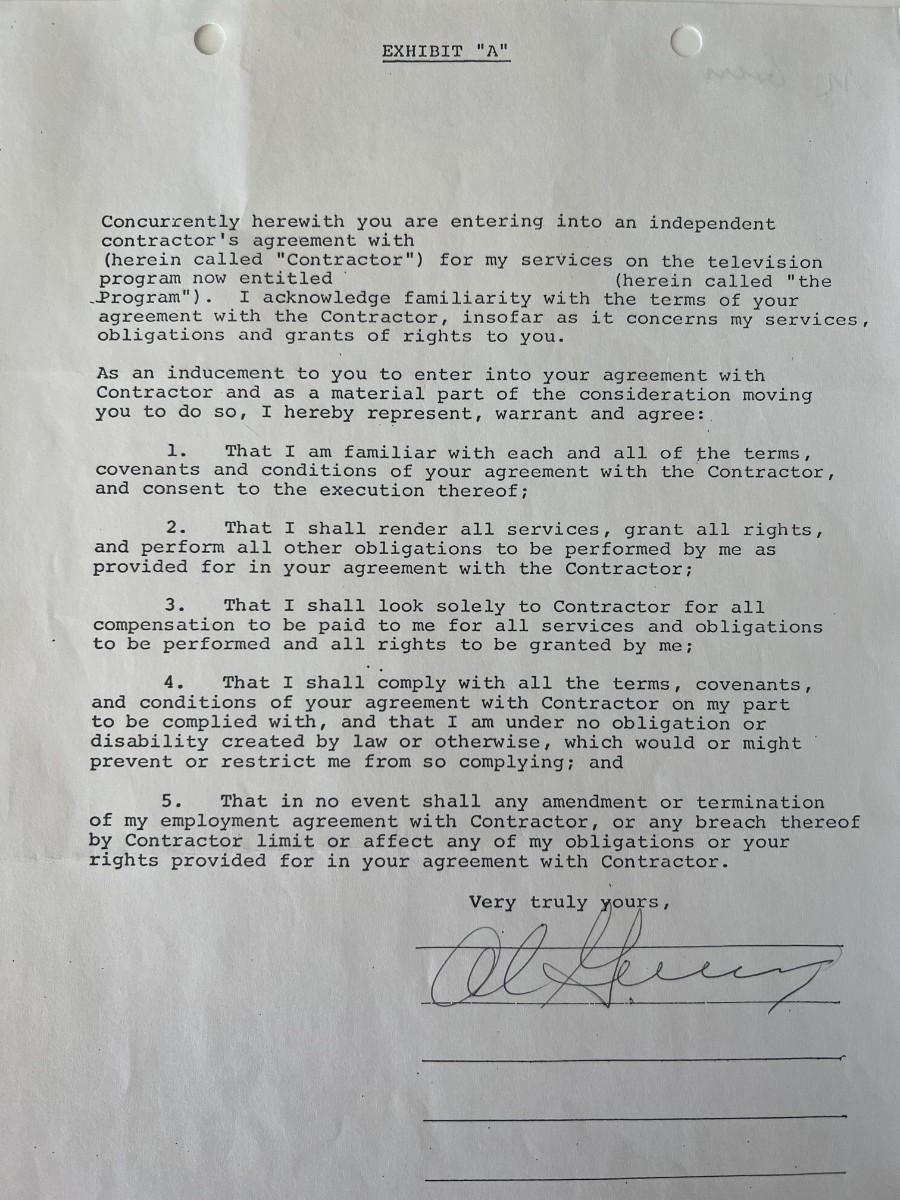 Al Green signed contract | EstateSales.org