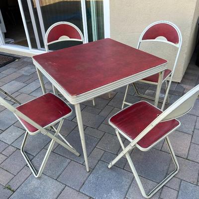 Vintage The Durham Line Table Number 34 Red Motif Metal Folding Card ...