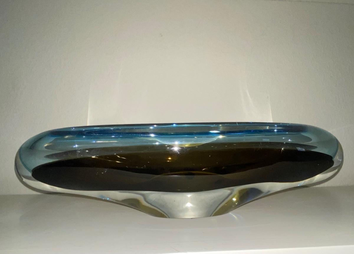 Canoe Blown Art Glass Bowl