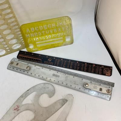 Vintage Lot of Drafting Drawing Pencils Lead Rulers Templates ...